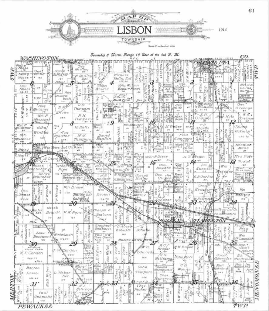 Lisbon Township Plat Map 1914 - Sussex-Lisbon Area Historical Museum